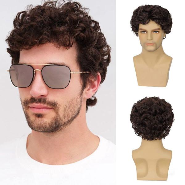 商品名:  Beweig Mens Wig Short Curly Brown Wig Synthetic Costume Replacement Wig for Malesブランド: Beweig高さ: 22.9cm横幅: 18.9cm奥...