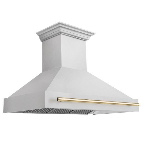 商品名:  ZLINE 48" Autograph Edition Fingerprint Resistant Stainless Steel Range Hood with Gold Handleブランド: ZLINE Kitchen a...