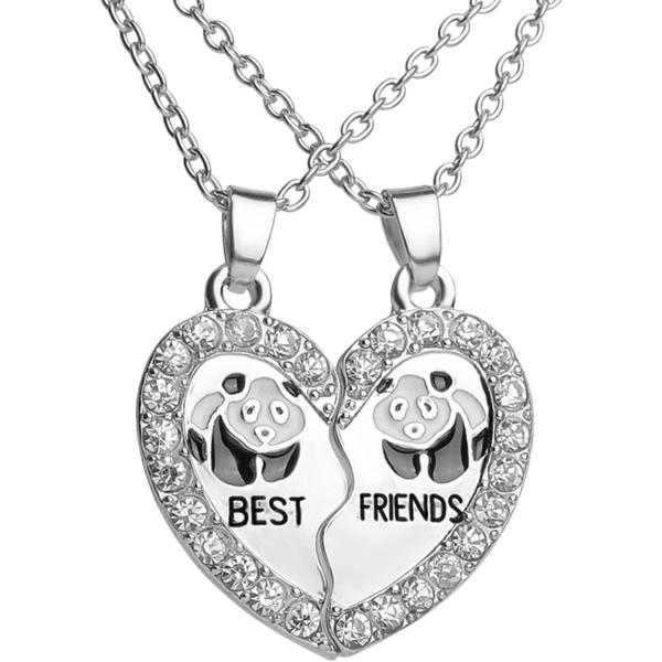 商品名2Pcs Necklaces for Women Pendant Fashion Jewelry Valentine Gift Rhinestone Friendship Necklaces Gift Friends Panda He...