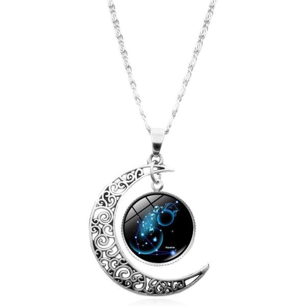 商品名Necklace Chain for Women Girls, 12 Constellation Half Moon Zodiac Sign Astrology Horoscope Pendant Necklace Pendant N...