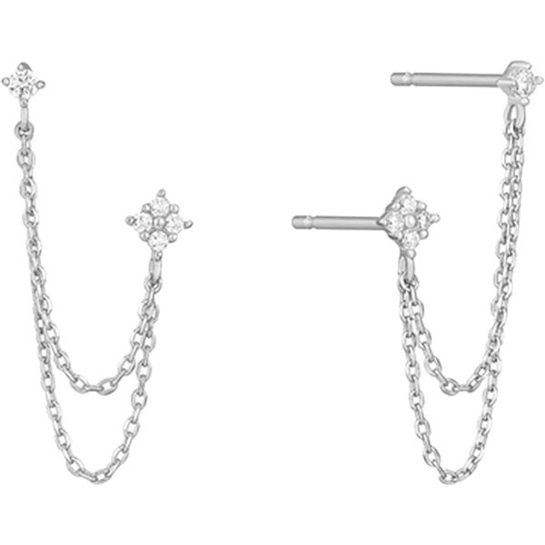 商品名GLAHORSE 925スターリングシルバー 4つのジルコン フラワースタッドイヤリング レディース ダブルスタッドチェーン タッセルピアス 18KゴールドGLAHORSE 925 Sterling Silver Four Zirco...