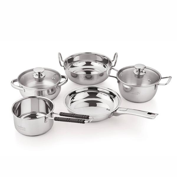 商品名: Neelam ステンレススチール インダクションボトム 調理器具 ファミリーコンボ (M) 5個セット Neelam Stainless Steel Induction Bottom Cookware Family Combo (...