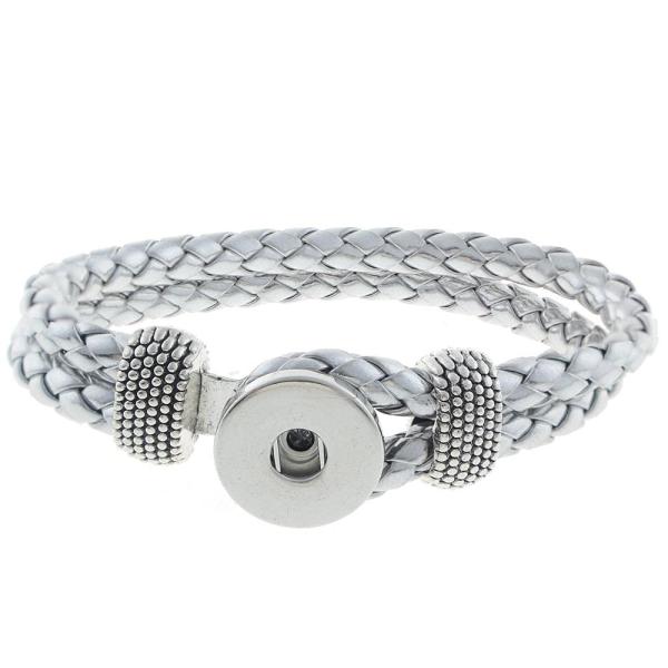 商品名:  My Prime Gifts Snap Jewelry Silver Leather Loop Bracelet Black Accents Holds18-20mm Ginger Style Charmsブランド: My Pr...