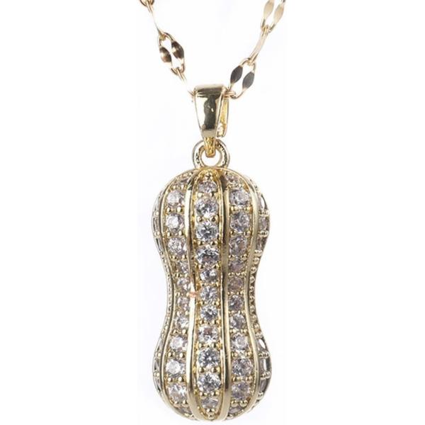 商品名USHOBE ピーナッツネックレスチャーム ピーナッツパールペンダントネックレス ピーナッツチャームペンダントネックレス イエローゴールド ピーナッツブレスレットチャーム ファッションジルコニア&amp;ホワイトゴールドメッキ 女性向...