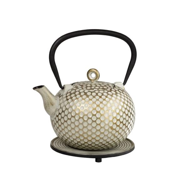 商品名:  Ja by Frieling Dim Cast Iron Teapot and Trivet with Stainless Steeel Infuser, White/Gold, 34 Ounceブランド: Frieling商品...