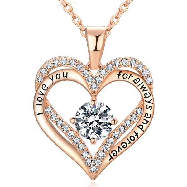 商品名: 18K ローズゴールドネックレス レディース 925スターリングシルバー 母の日ギフト 妻 母 彼女 彼女 誕生日/記念日/ハートペンダントジュエリー, キュービックジルコニア, キュービックジルコニア Lucktree 18K ...