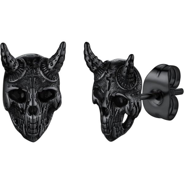 商品名FaithHeart Satan Baphomet ヤギの頭蓋骨 スタッド イヤリング メンズ レディース パンク ステンレススチール イヤースタッド ギフト包装, ステンレス鋼, 宝石なし。Punk Satan Stud Earri...
