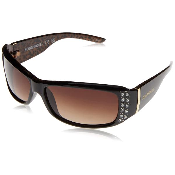 商品名:  SOUTHPOLE Women's 1067SP Bedazzled Wrap UV400 Protective Rectangular Sunglasses. Cool Gifts for Her, 62 mm, Brown ...