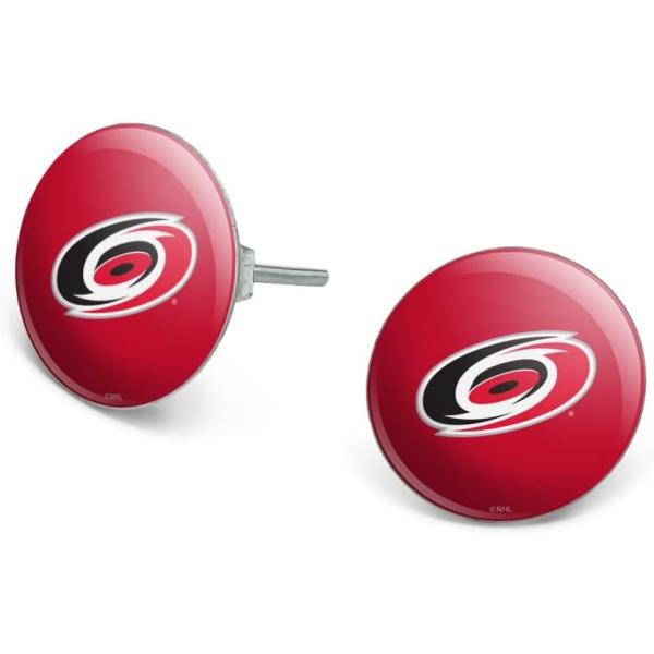 商品名カロライナ・ハリケーンズ ロゴ ノベルティ シルバーメッキ スタッドピアス, クロム, 0.4 InchesCarolina Hurricanes Logo Novelty Silver Plated Stud Earringsブラン...