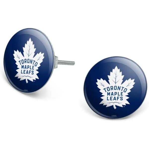 商品名トロント メープルリーフ ロゴ ノベルティ シルバーメッキ スタッドピアス, クロム, 0.4 InchesToronto Maple Leafs Logo Novelty Silver Plated Stud Earringsブラン...