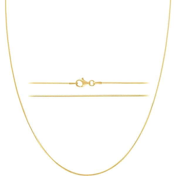 商品名KISPER ゴールド 8面スネークチェーンネックレス   薄型 華奢 金メッキ 925スターリングシルバージュエリー レディース&amp;メンズ ロブスタークラスプ付き   イタリア製, 金属KISPER Gold 8 Sided ...