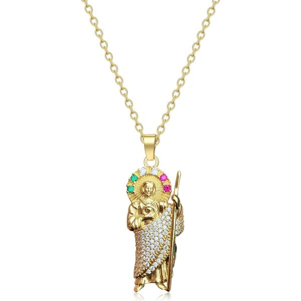 商品名聖ユダネックレス ダイヤモンド 金メッキ サンユダメダラ カデナ オロ ラミナド サンユダタデオ ネックレス, その他, その他choice of all Saint Jude Necklace Diamond Gold Plated...