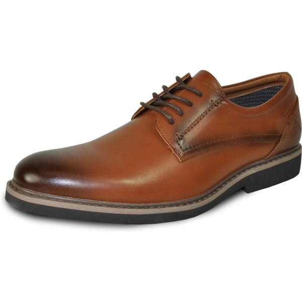 商品名VANGELO Men Dress Shoe VALLO-1P Oxford Formal Tuxedo for Prom Wedding Plain Toe Ortholite Insole Brown Size 17Wブランド：V...