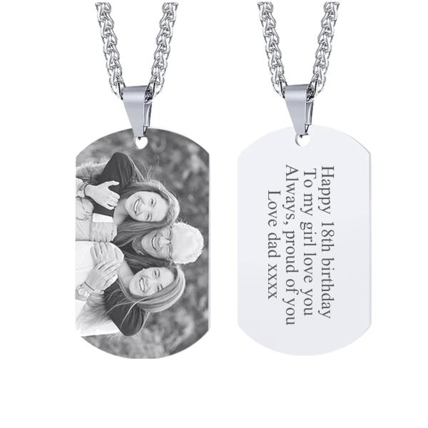 商品名: MEALGUET パーソナライズドグネックレス ステンレススチール お父さん用 カスタム写真テキスト アーミードッグタグペンダントネックレス 父 夫 息子 カスタマイズされた写真ネックレス メンズ レディース お父さんへのギフト,...