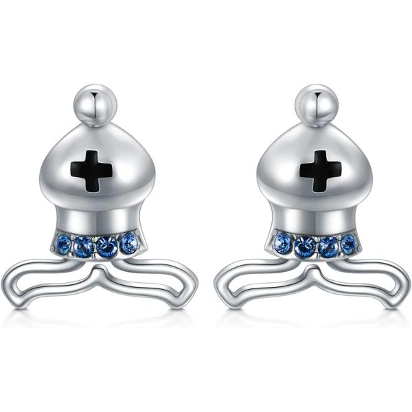 商品名TACKAROR Sterling Silver Chess Piece Stud Earrings with Blue Crystal from Austria, hypoallergenic gifts earrings for ...