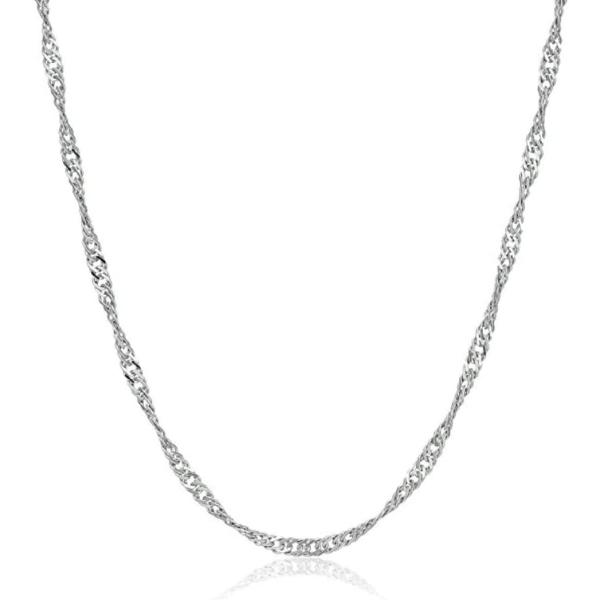 商品名Gemschest 925スターリングシルバー チェーンネックレス 1.4mm シンガポールチェーンネックレス 18インチ レディース ガールズ 薄くて丈夫 低刺激性 シルバー 交換用チェーンネックレス, スターリングシルバー, 宝石...