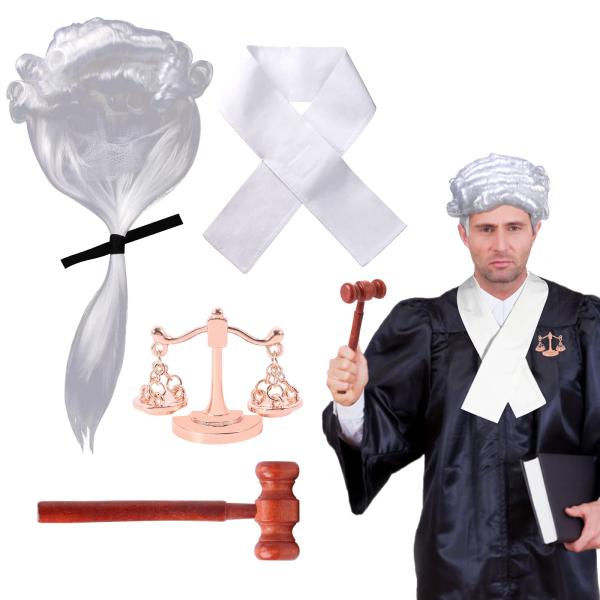 商品名:  Keymall Judge Costume Accessories Set 4pcs With Judge Wig False Collar Pin Gavel for Halloween Dress Up Costumeブラン...
