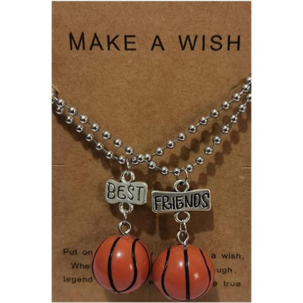 商品名2個 ベストフレンドペンダントネックレス 2個 マッチングサッカーボール フットボール バスケットボールネックレス 女性用 メンズ スポーツボール BFF ジュエリーギフト, 宝石なし。Best Friends Necklace fo...