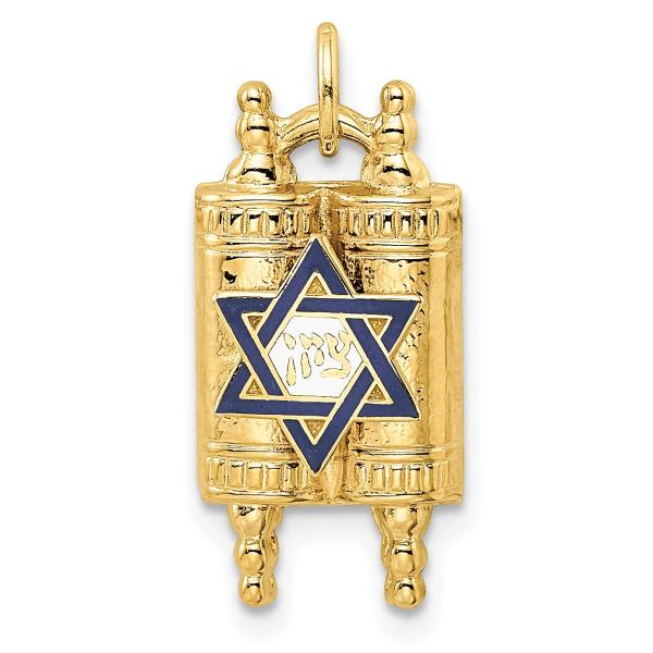商品名:  Avariah 14k Yellow Gold Polished Solid Torah and Enameled Star of David Pendant - 22mmブランド: Avariah高さ: 10.16cm横幅: ...
