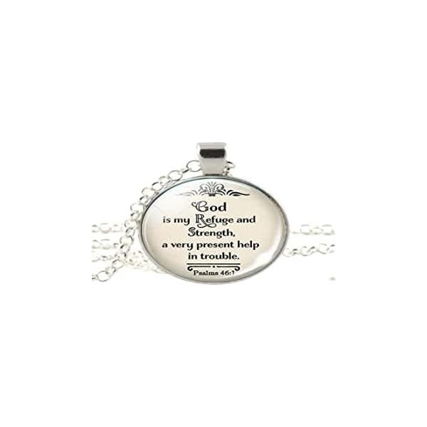 商品名Bible Verse"" God Is My Refuge and Strength "" Bible Quote Glass Art photo Necklace Man Woman Jewelry as Giftsブランド：Ge...