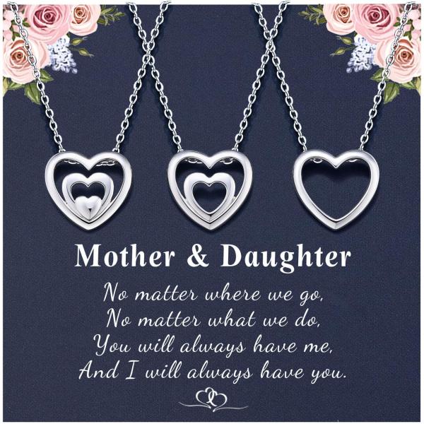 商品名UPROMI Matchig 母娘ハートネックレスセット 3つの母の日ギフト 母娘ジュエリー, ステンレス鋼, 宝石なしUPROMI Mother Daughter Necklace Set for 3 Matching Mom Da...
