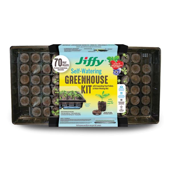 商品名:  Jiffy 36mm Self-Watering Seed Starting Greenhouse Kit with 70 Plant-Based Expanding Peat Pellets &amp; Water-Wicki...