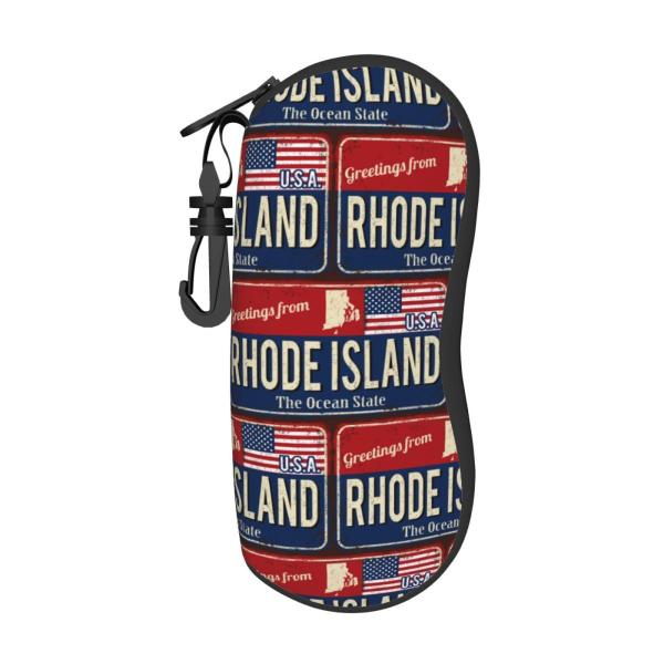 商品名:  AERMSSEY Rhode Island USA State Flag map red Blue Sunglasses Case for Men Women Soft Ultra Light Neoprene Zipper E...