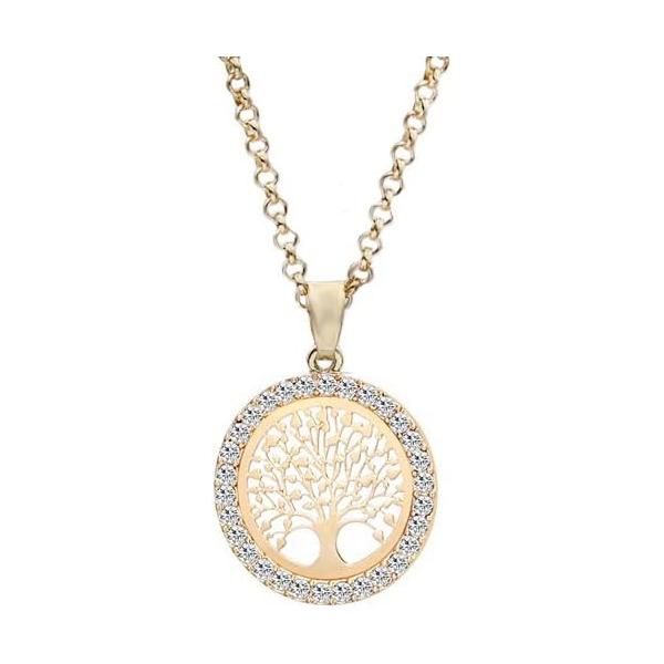 商品名Rose Gold Color Crystal Tree of Life Charm Pendant Chain Necklace for Women Friendship Necklace 60cm - (Metal Color: ...