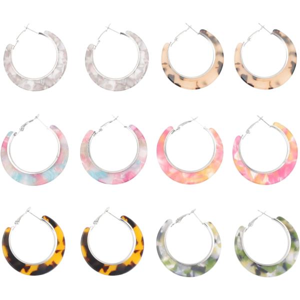 商品名Generic 6 Pairs Acrylic Hoop Earrings for Women Tortoise Resin Earrings Acrylic Resin Hoop Earrings Acrylic Hoop Asso...