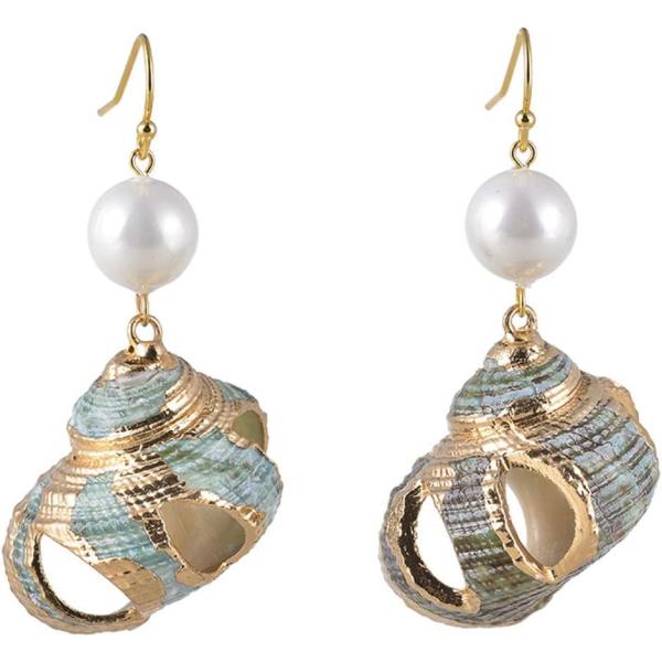 商品名lureme ビーチジュエリー カジュアル 貝殻 コンク ドロップ ダングル イヤリング レディース ガールズ (er006199), 亜鉛, 宝石なし。lureme Beach Jewelry Casual Seashell Con...