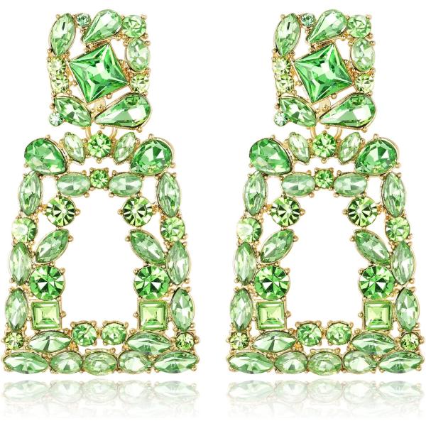 商品名Flyonce 長方形ダングルイヤリング レディース ガールズ ラインストーン クリスタル 幾何学模様 ステートメントイヤリング, クリスタル, 宝石なしFlyonce Rectangle Dangle Earrings for Wo...