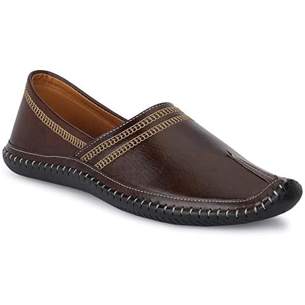商品名Mens Jutti Mojari Jalsa Synthetic Leather Casual Party Loafers Shoe US Size 7-11 Dark Brown MAC (US Shoe Size, Numeri...