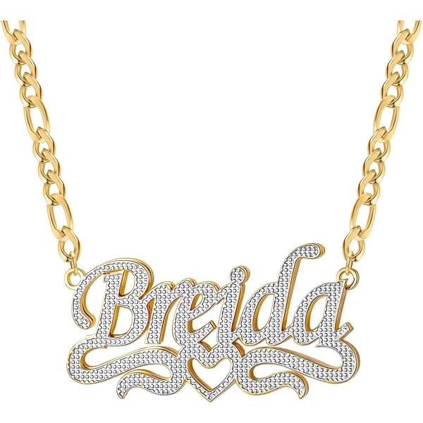商品名Two Tone Name Necklace Personalized Double Plated 3d Name Necklace Stainless Steel PVD 18K Gold-Plate Custom Letter N...