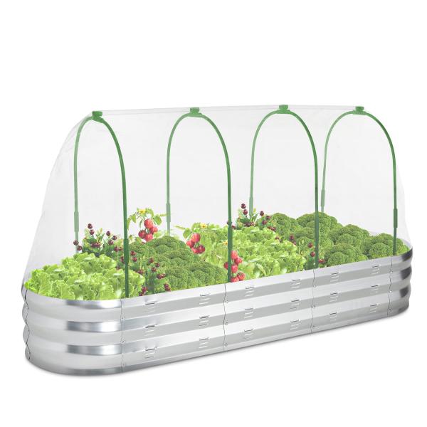 商品名: 育てられたガーデンベッド 温室付き POTEY Raised Garden Bed with Greenhouse Galvanized Planter Box with 2 Greenhouse Cover for Outdoo...