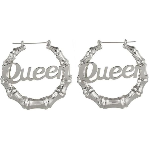 商品名ゴールドメッキ ビッグバンブーフープイヤリング レディース ガールズ ヒップホップスタイル パーティージュエリー, 亜鉛, 宝石なし。Gold Silver Plated Big Bamboo Hoop Earrings for Wo...