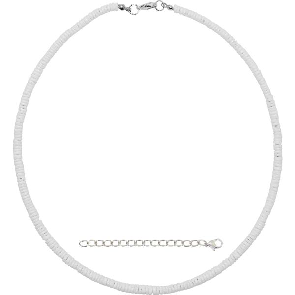 商品名FROG SAC ホワイトプカシェルネックレス メンズ 貝殻ネックレス クラムチップビーズ付き レディース ビーチプーカ VSCOチョーカー ハワイアンヘイシ プカ サーファーチョーカー ビーチプーカビーズ サマーネックレス, 本物の...