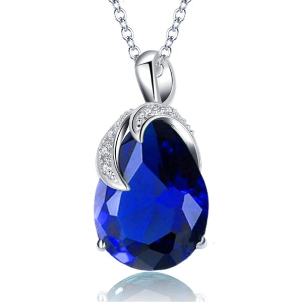 商品名: [VONSSY] オーバル ペンダント ジェムストーン ネックレス クリスタル ルビー ティアドロップ 誕生石 エメラルド サファイア ネックレス 18K プラチナ ゴールド メッキ チェーン シルバー ジュエリー ギフト 母 妻...