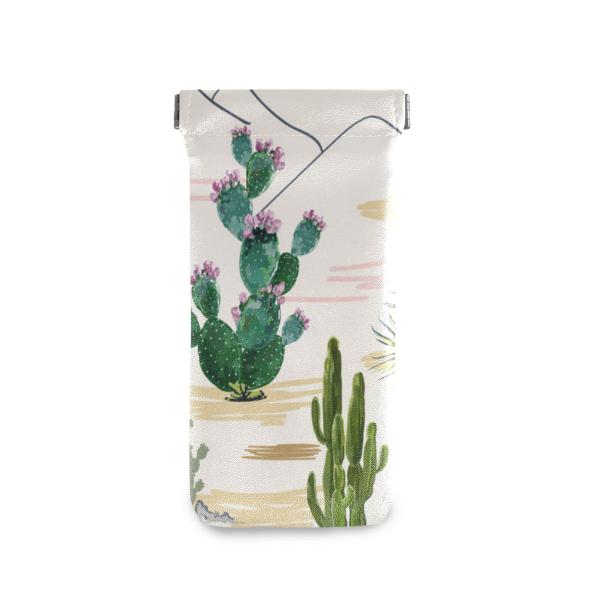 商品名:  OTVEE Tropical Cactuses Succulents Floral Eyeglass Case Microfiber Leather Squeeze Top Sunglasses Case for Womenブラ...