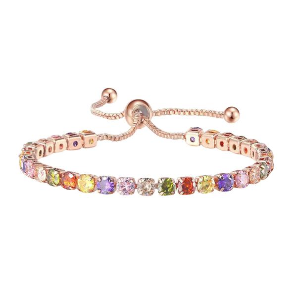 商品名:  Colored Zircon Rhinestone Bracelet Jewelry Charm Bracelet Birthday Surprise Gift For Woman Girls Flash Diamond Ela...