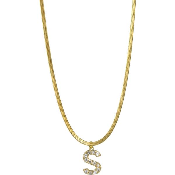 商品名CEEAL 上品なイニシャルネックレス レディース ガールズ 18Kゴールドメッキ ヘリンボーンチェーンネックレス シンプルなキュービックジルコン文字ペンダント レディースチョーカーネックレス, 真鍮, ジルコンCEEAL Daint...