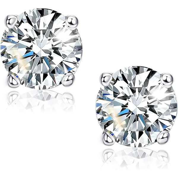 商品名Jewenova モアッサナイト スタッドピアス 0.6カラット 3カラット D カラー VVS1 クラリティ ブリリアントラウンドカット 人工ダイヤモンドイヤリング 18K ホワイトゴールドメッキ S925スターリングシルバー モア...