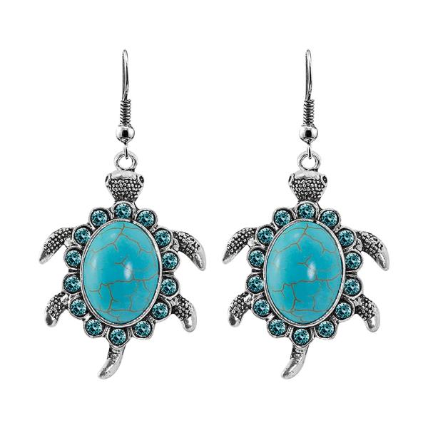 商品名:  Turquoise Alloy Turtle Earrings for Teen Girls Minimalist Piercing Studs Trendy Earrings Earnings for Women (Silve...