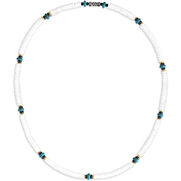 商品名天然プカホワイトシェルネックレス ココナッツウッドビーズ付き メンズ レディース サーファー トロピカルビーチチップ プカシェルネックレス ホリデーバケーション ラウンドハワイアンサーファージュエリー VSCO ガールスタッフ調節可能...