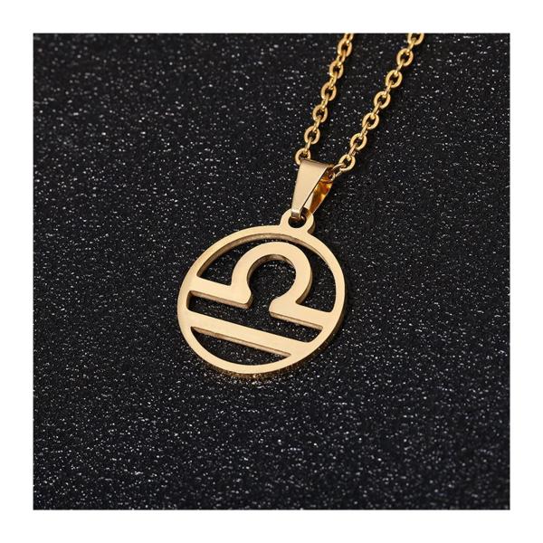 商品名: ステンレススチール 星 星座 ネックレス 12星座 ペンダント ネックレス レディース ゴールド チェーン ネックレス メンズ ジュエリー ギフト (金属カラー: てんびん座ゴールド) Stainless Steel Star Z...
