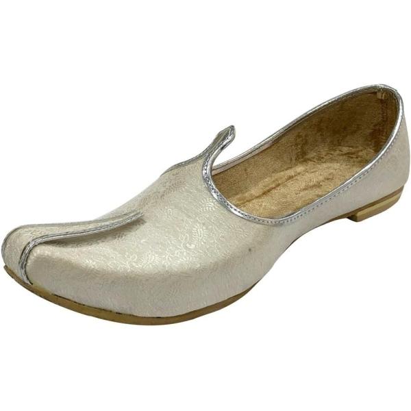 商品名メンズ ホワイト ウェディングシューズ フォーマル ハンドメイド ジュッティ エスニック ジュッティ モジャリ ファッション スリッパ スリッポン ローファー, ホワイト, 11Shoe Bazar Mens White Weddin...