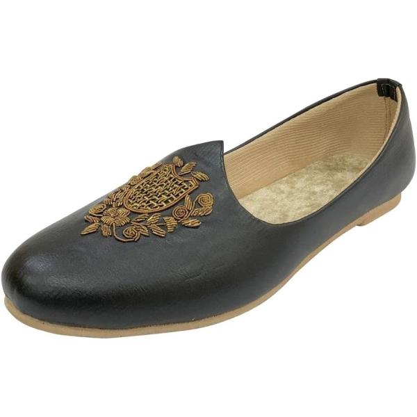 商品名Punjabi Jutti For Men Black Stylish Loafers Sherwani Juti Men Ethnic Slip-on Casual Handmade Mojari Shoesブランド：Step n ...