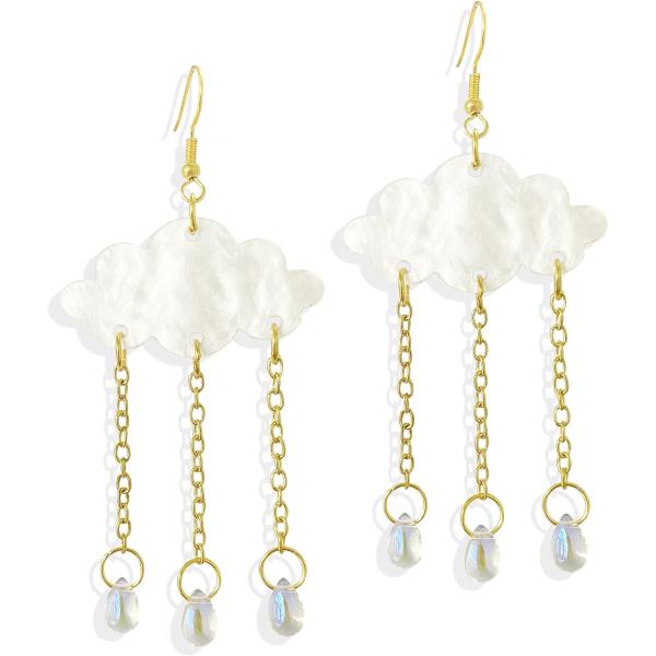 商品名ユニーク 軽量 キュート クリエイティブ 雲 水滴 ダングル ドロップ イヤリング アクリル ウェザー レインドロップ スタッド イヤリング レディース ガールズ ステートメント ジュエリー ギフト, 樹脂, N/PUnique Li...