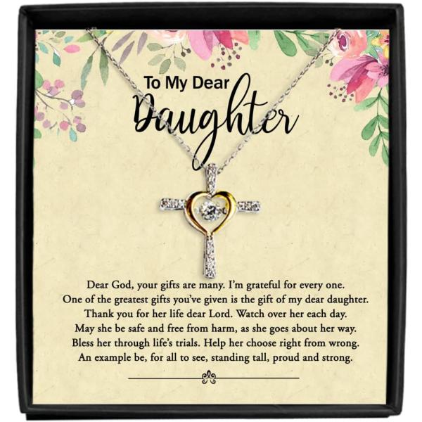 商品名To My Dear Daughter Dancing Cross Necklace, Mother's Day Gifts From Mom, Daughter Cross Necklace, Necklace For Daught...