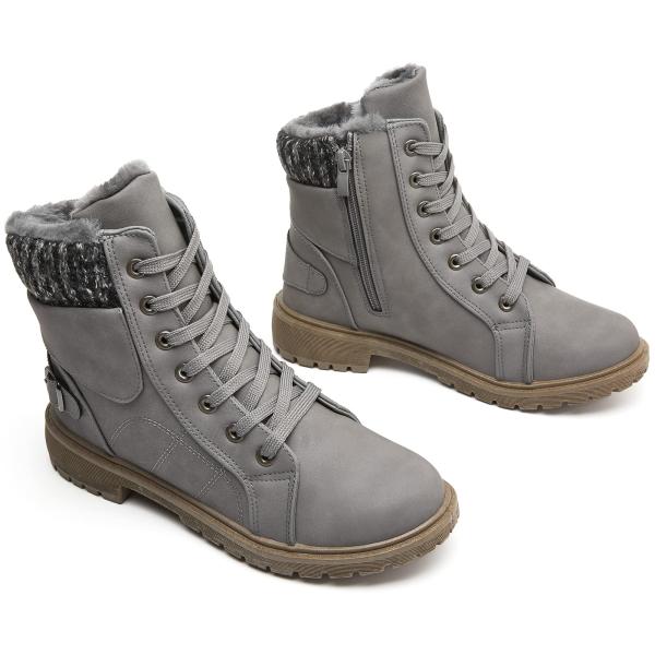商品名:  XRH Women Lace Up Combat Boot Winter Snow?Boots Warm Fur Lined Ankle Booties Waterproof Hiking Boot for Women Non ...