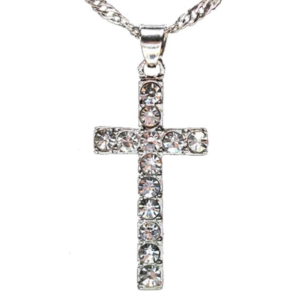 商品名Essencedelight Cross Pendant Necklace Faux Crystal Rhinestones Cross Necklace Religious Necklace Chain Necklace for W...